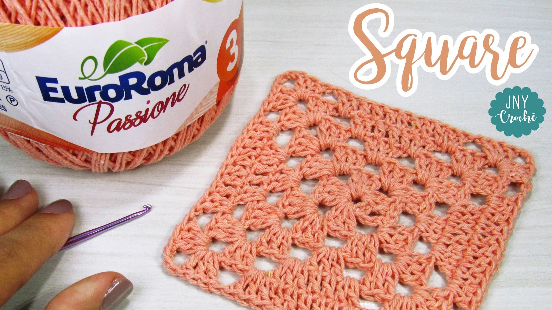 Square quadradinho de crochê | passo a passo | JNY Crochê