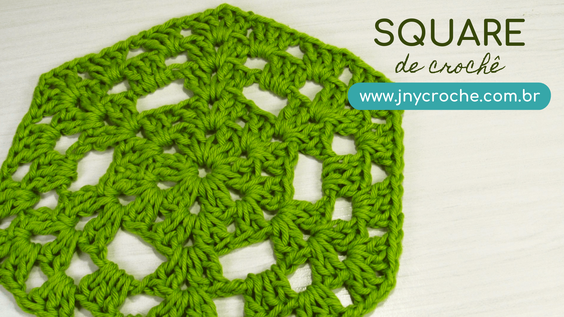 Square de crochê verde | Passo a passo | Professora Ju | JNY Crochê