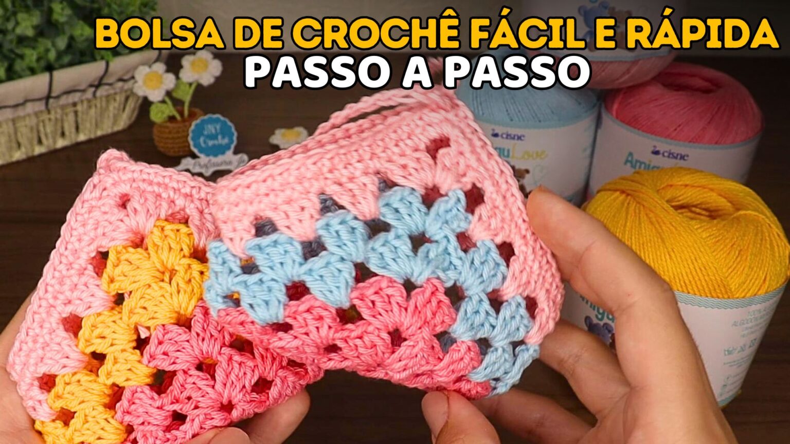 Bolsa de Crochê Fácil e Rápida pequena passo a passo